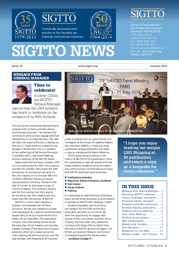 Newsletters | SIGTTO - The Society of International Gas Tanker and ...