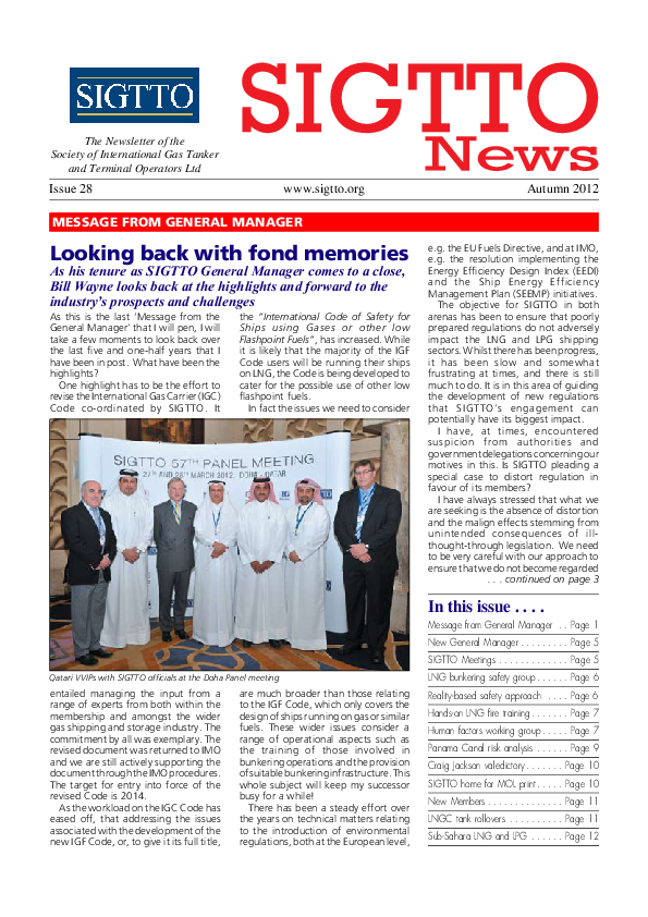Newsletters | SIGTTO - The Society of International Gas Tanker and ...