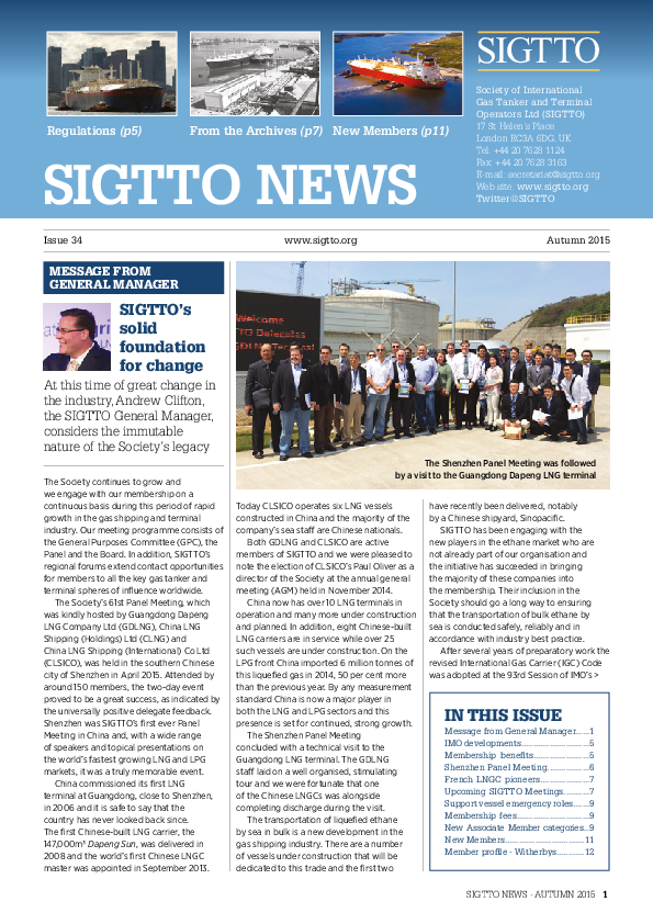 Newsletters | SIGTTO - The Society of International Gas Tanker and ...