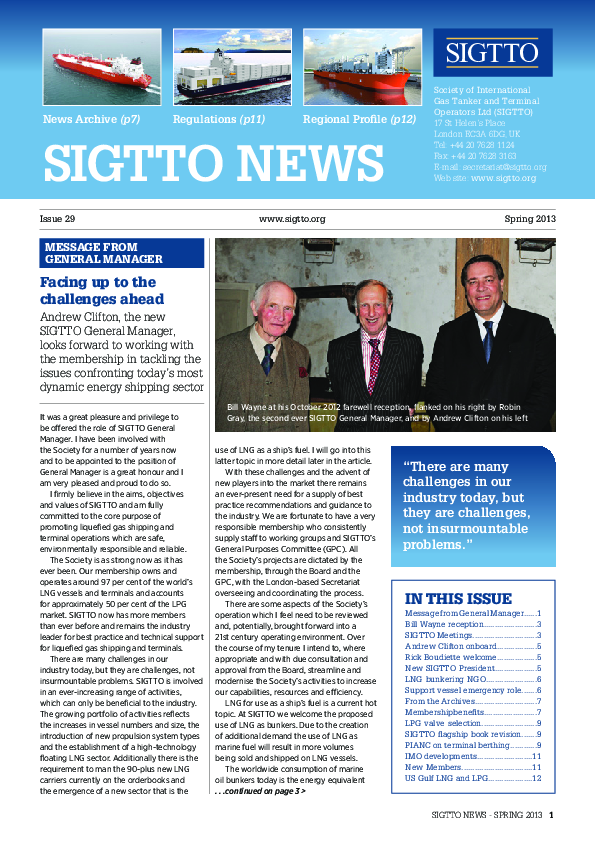 Newsletters | SIGTTO - The Society of International Gas Tanker and ...