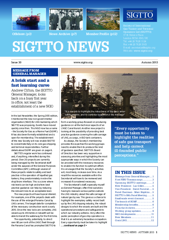 Newsletters | SIGTTO - The Society of International Gas Tanker and ...
