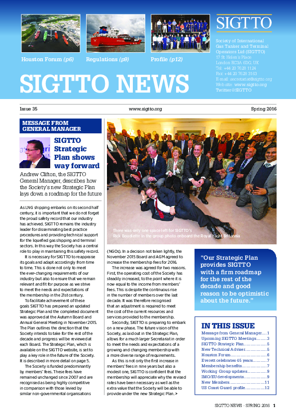 Newsletters | SIGTTO - The Society of International Gas Tanker and ...