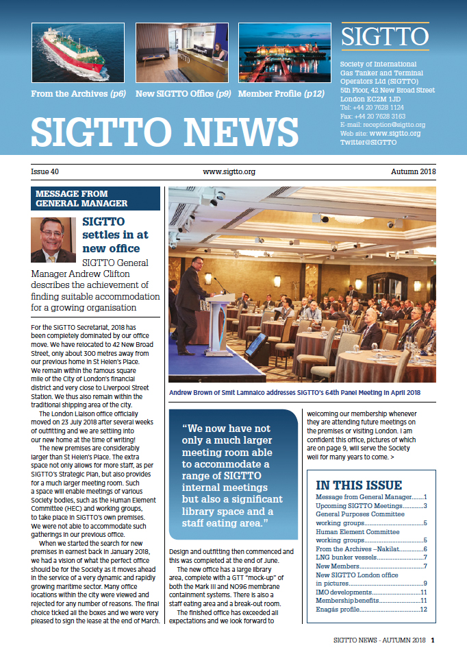 Newsletters | SIGTTO - The Society of International Gas Tanker and ...